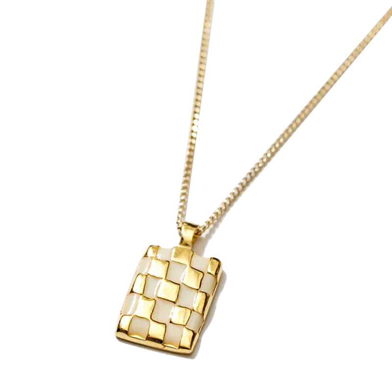 Gold Checkerboard Necklace – AUROLARA